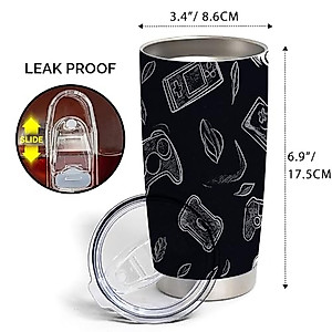 FOCIUZTA Panda and Gaming Design Tumbler with lid, Travel Coffee Cup, Ideal for Easter, Gaming Enthusiast, Mother Day, and birthday gifts