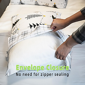 JANSHU 3 Piece Christmas Duvet Cover Queen Size Set, Black Christmas Tree Duvet Cover Set, Christmas Duvet Cover Set with Zipper Closure and Corner Ties, 1 Duvet Cover Queen Size and 2 Pillow Shams.