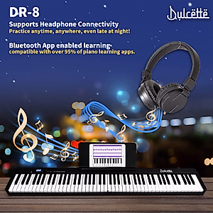 Dulcette *NEW* Foldable Electric Piano Keyboard | 88 Keys Portable Keyboard | Semi-Weighted Touch Sensitive Keys | MIDI & Dual Speakers Sustain Pedal | Digital Piano FREE Bag (Black)