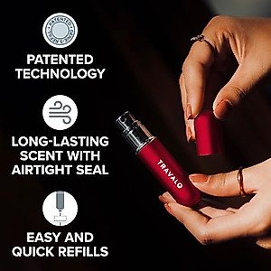 Travalo Classic HD Perfume Atomizer | Genie-S TSA Approved Travel Perfume Bottle Refillable | Reusable Airtight Easy-Fill Mini Pump Sprayer | Lightweight Elegant Design w/Volume Window | Red 0.17oz