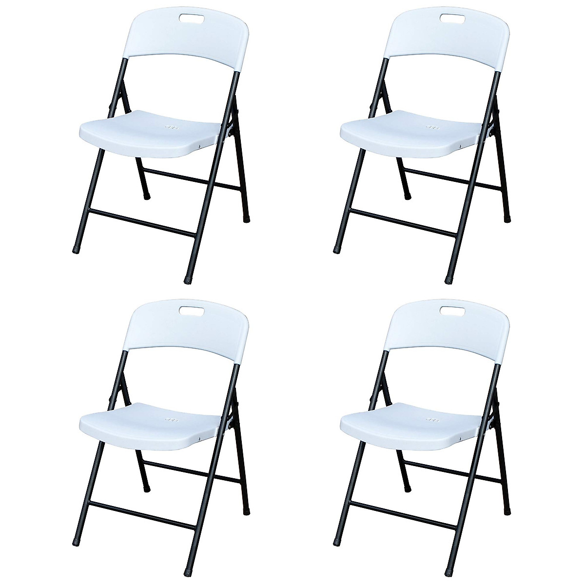 Peakform Fully Assembled Durable Ergonomic Lightweight Plastic Foldable Chair with Metal Frame for Indoor or Outdoor Use, 4 Pack, White