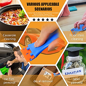 Honoson 600 Pieces Plastic Razor Blade Scraper Blades Plastic Scraper Tools Double Edge Razor Blades with a Tip Slot Edge Blades for Removing Decals, Stickers, Cleaning Window Glass (Orange)