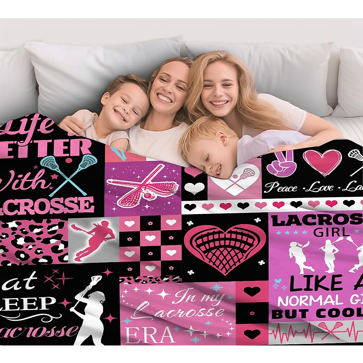 PEWETON Lacrosse Blanket Lacrosse Blankets and Throws for Boys Girls Funny Lacrosse Blanket Gifts for Lacrosse Team Lacrosse Lovers Bed Bedding Couch Sofa for All Season 50"X40"