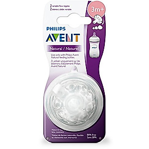 Philips Avent Natural Baby Bottle Nipple, Variflow Nipple 3M+, 2 pounds, Clear