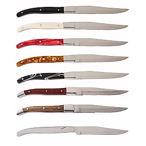 Fortessa Provencal Serrated Steak Knife, 9.25-Inch, Red Handle, Set of 6 -