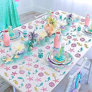 Mermaid Confetti for Table, 200 Pack Sea Animal Under the Sea Confetti for Girls Mermaid Birthday Party Supplies Baby Shower Decorations