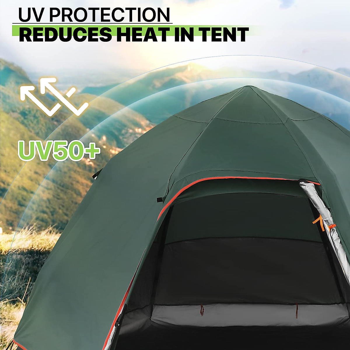 Magshion Camping Lightweight Instant Tent 2 Person Durable Pop Up Indoor Tent Portable Outdoor Backyard Green Tent for Hiking Backpacking, Easy Setup