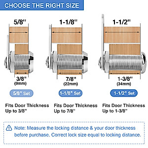 Cylinnda Cabinet Locks (3 Pack, Zinc Alloy), Keyed Alike Cam Lock for Tool Box, RV Storage, Mailbox, 5/8"