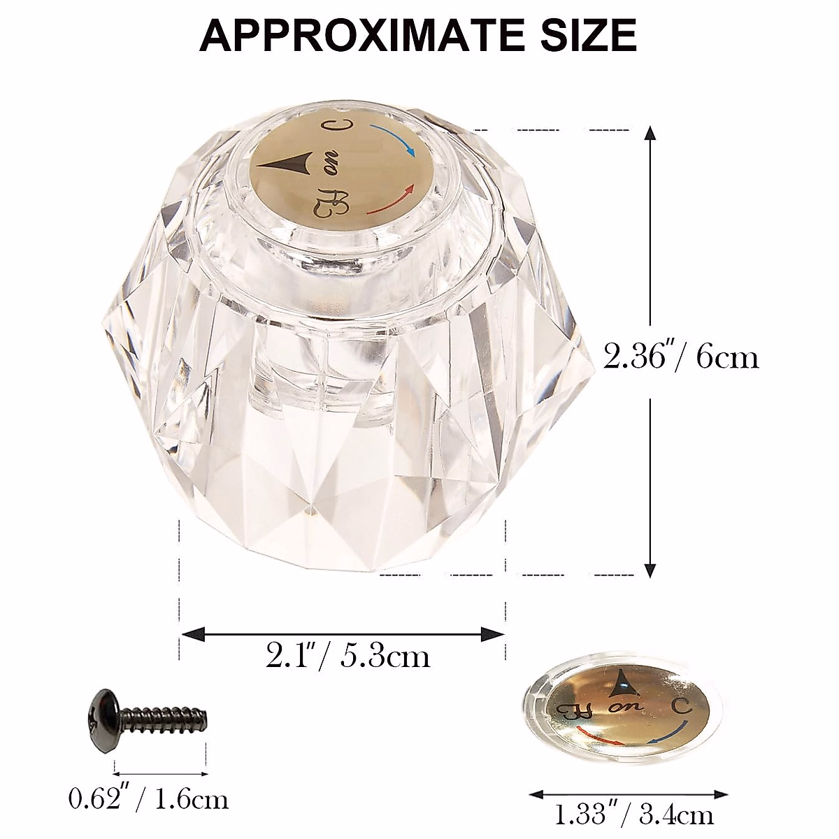 Jadiver GM RP2391 Replacement Fits Faucet Single Clear Knob Handle Kit with Button and Set Screw