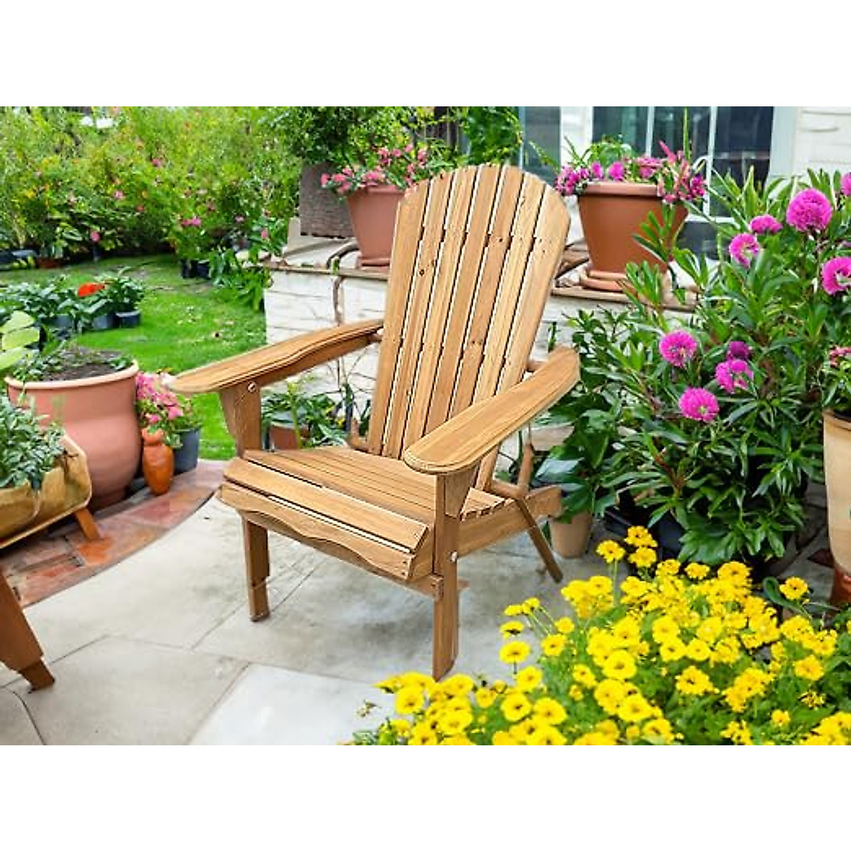 BTEXPERT Folding Adirondack Chair Half Assembled Lounge Chair Outdoor Wooden Patio Chair for Lawn Garden Backyard Deck Fire Pit Pool Beach 350lb Weight Capacity Set of 2