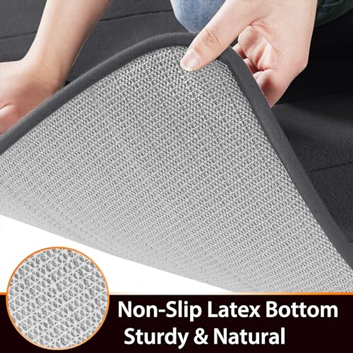 Yimobra 3 Pieces Memory Foam Bath Mat Sets, 44.1x24 + 31.5x19.8 and U-Shaped for Bathroom Rugs, Toilet Mats, Non-Slip, Soft Comfortable, Water Absorption, Machine Washable, Dark Gray