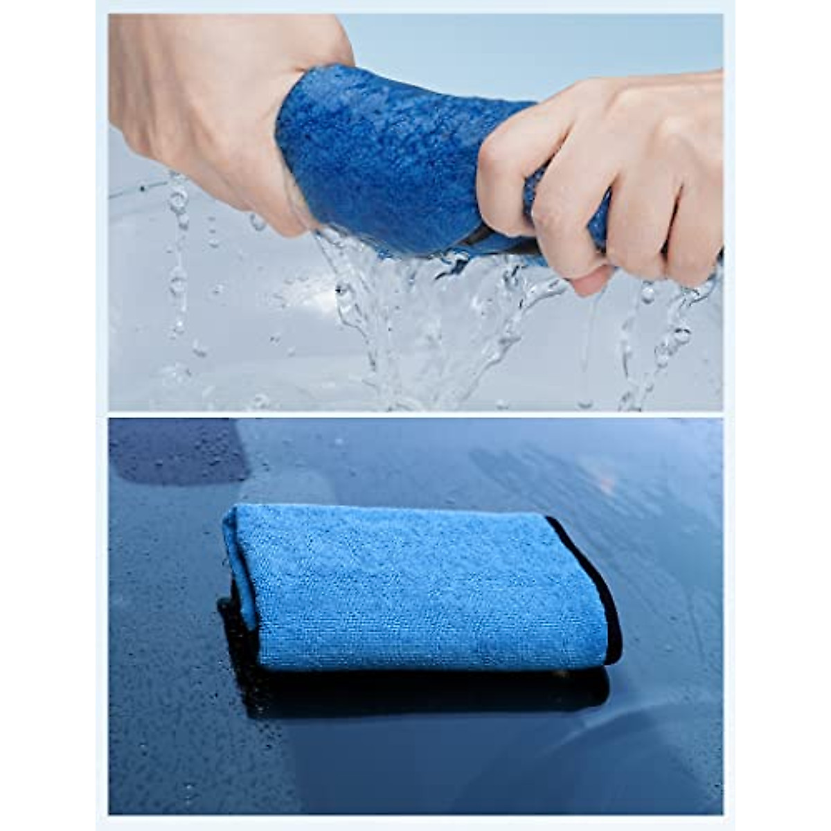 AstroAI Microfiber Towels for Cars, 6-Pack Absorbent and Reusable Microfiber Cleaning Cloth for Car/Domestic Cleaning, Yellow, Blue, Gray, 16" x 16"