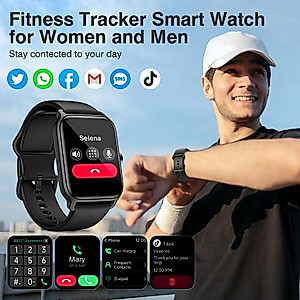 7-day Long Battery Life, Smart Watch for Women and Men, iPhone Android Compatible, Waterproof Fitness Tracker Smartwatch with Call, Alexa, Heart Rate/Spo2 Monitor, Sleep Tracker, 1.8 Inch (Black)