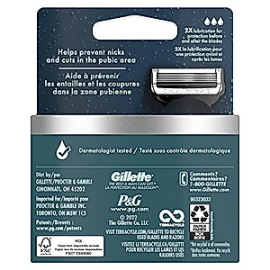 Gillette Intimate Pubic Hair Razor Cartridges, 4 Razor Blade Refills, Gentle and Easy to Use, Dermatologist Tested, With 2x Lubrication