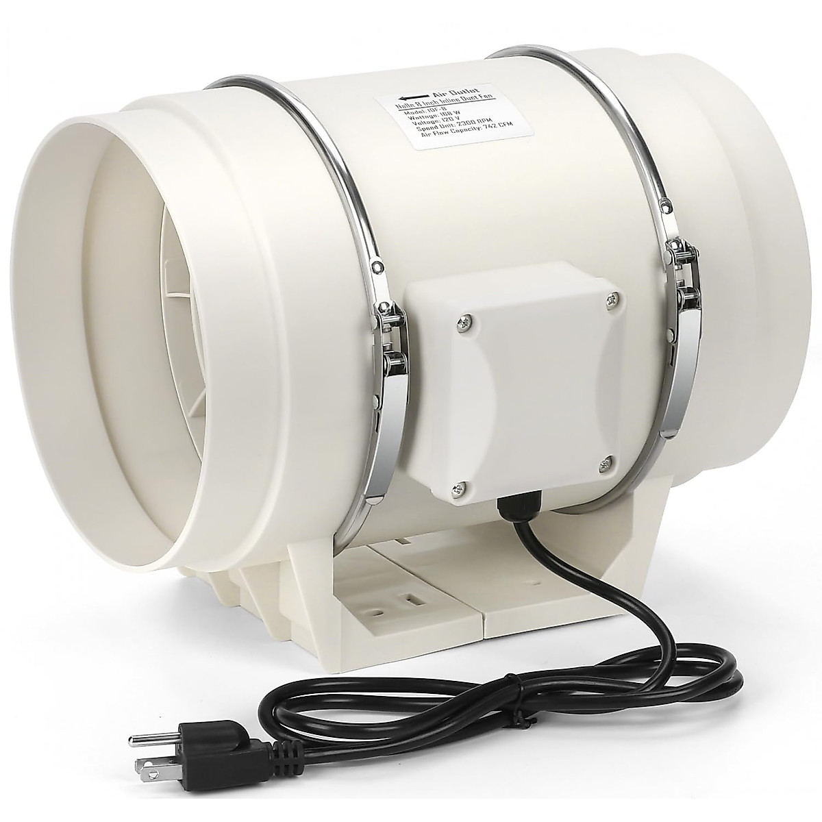 Nalle Inline Duct Fan 168W 740 CFM Ventilation Exhaust Blower Fans 8 Inch Duct Fan Efficient Quiet Copper Motor for Ducting Vents Bathroom Kitchen Grow Tents Hydroponics