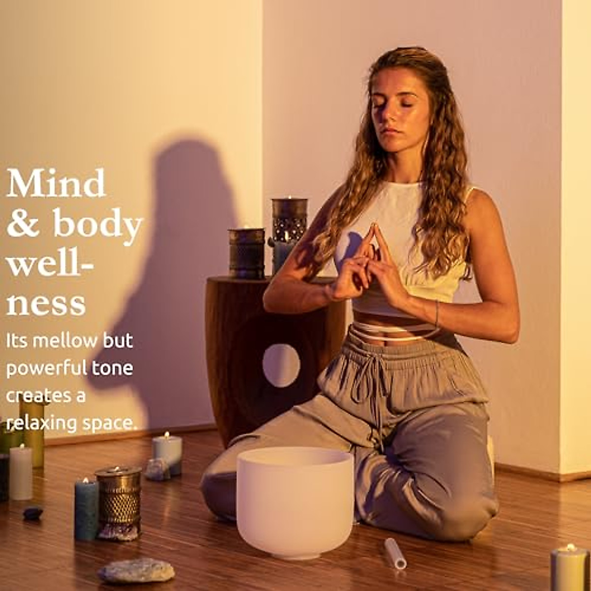 Meinl Sonic Energy Crystal Singing Bowl 9" A Note Brow Chakra, High-purity Quartz — for Meditation, ASMR, Sound Therapy, Yoga