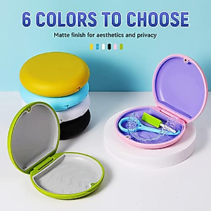 Annhua Retainer Container Case Partial Denture Case Retainer Box with Magnetic Closure, Mouthguard Case Denture Case Night Guard Case Slim for Household|Travel|Office - Blue