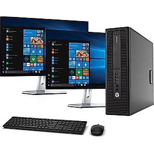 HP 800 G2 SFF Computer Desktop PC, Intel Core i5-6500 3.2GHz Processor, 8GB Ram, 128GB M.2 SSD, 1TB HDD, Wireless Keyboard & Mouse, WiFi | Bluetooth, New Dual 19 Monitor, Windows 10 Pro (Renewed)
