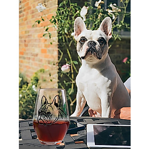comfit French Bulldog Wine Glasses Set 2 - Funny&Cool Bulldog Puppy Dog Gifts for BullDog Lovers,Owners,Couples,Him,Her,Father,Mother with bulldog onBirthday,Anniversary18.5oz