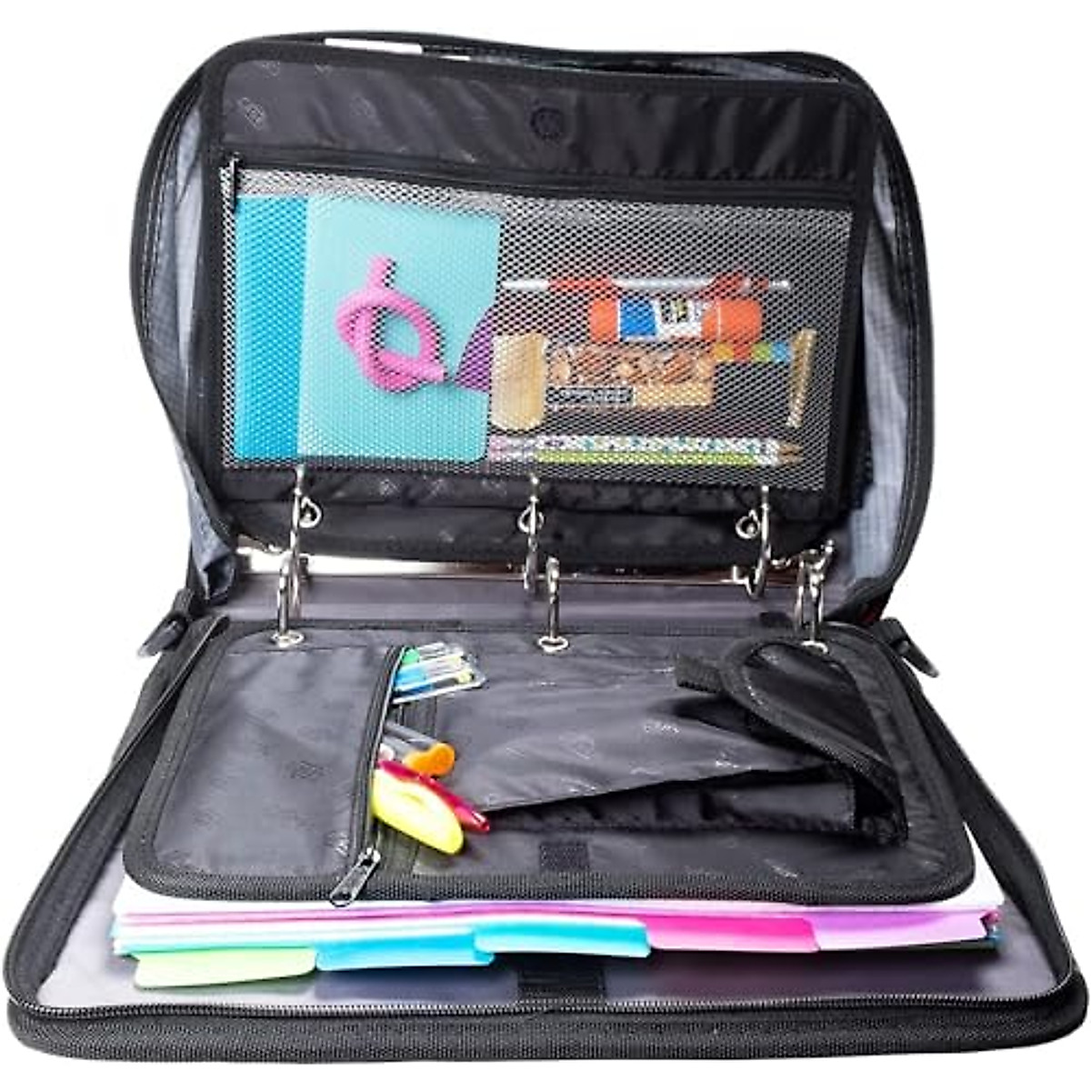 Case-it The Dual Zipper Binder - 2 Inch D-Rings- Includes 5-color Tab Expanding File Folder - 800 Page Capacity - [Pink]