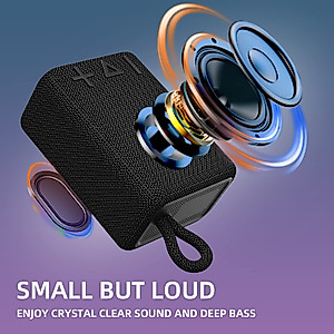 ROYQUEEN Mini Waterproof Bluetooth Speaker, Small Portable Bluetooth Speakers Wireless with TWS, Rich Bass HD Stereo Sound for Home, Beach, Shower, Outdoor Travel 20H Playtime(Red)