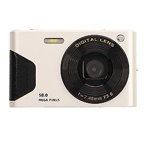 Digital Zoom Camera, 58MP 4K HD Smart Camera Auto Focus 800mAh 2.7in TFT Screen Timing Photo with Electronic Shutter for Landscape Photography (White)