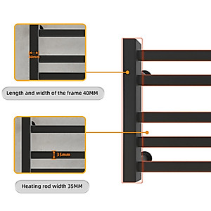 Intelligent Towels Dryer, Wall Mounted Electric Towel Heater with 5 Heating Rods, Timing, Voice Control, Aluminum, Leakage Protection, for Bathroom, Kitchen, Save Space(Color:B)