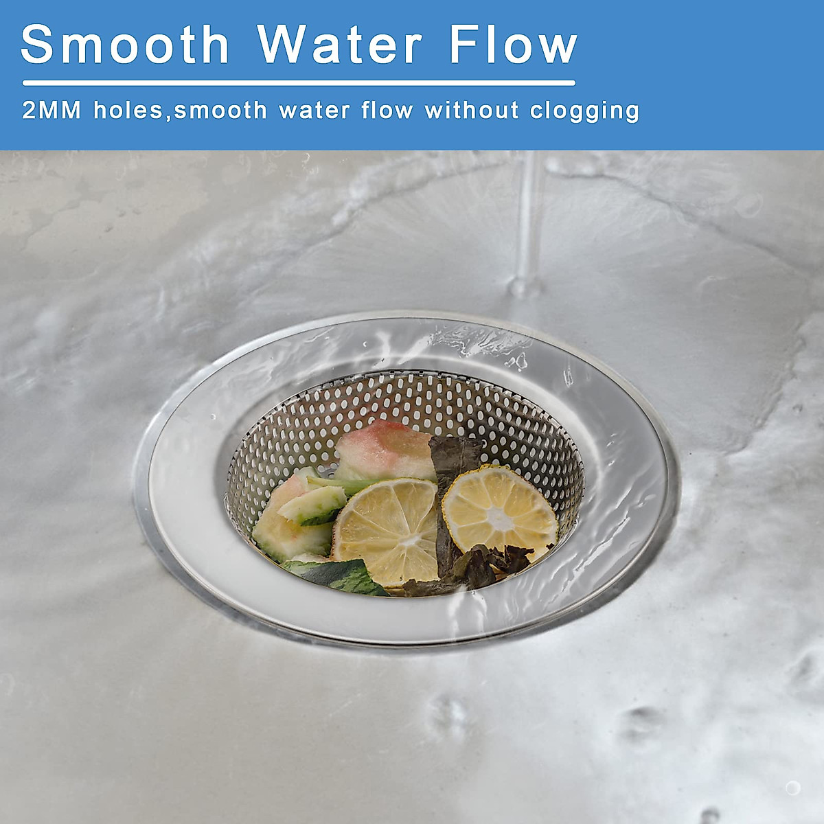 Honmein 3 Pcs Sink Strainer for Most Kitchen Sink Drain Basket, Upgraded Double-Layer Safe Design Kitchen Sink Strainer (Outer Diameter 4.5 Inch)