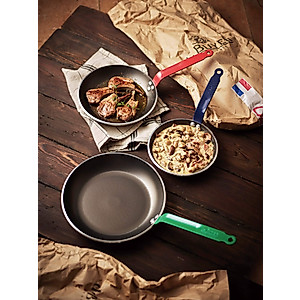 de Buyer CHOC Nonstick Fry Pan - 9.5” - Blue Handle for Fish - 5-Layer PTFE Coating - Warp & Scratch Resistant - Made in France