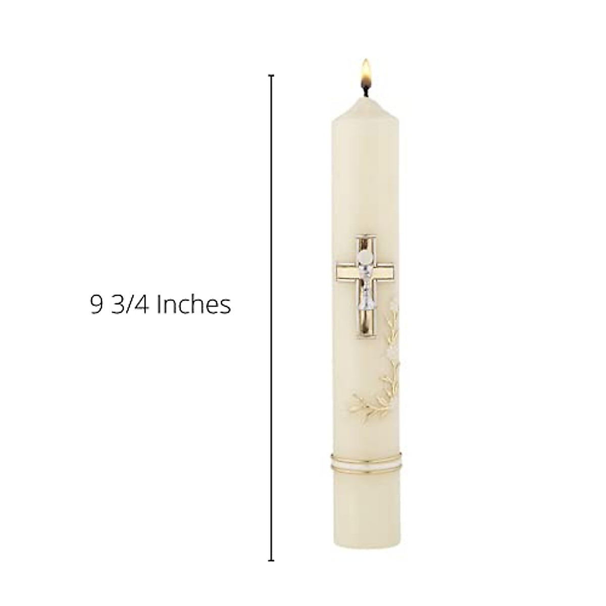 First Holy Communion Hand Decorated Taper Candle with Chalice, Cross and Host Design, Catholic Gifts for Girls and Boys, Tall Candles Church Supplies, 9.75 Inches
