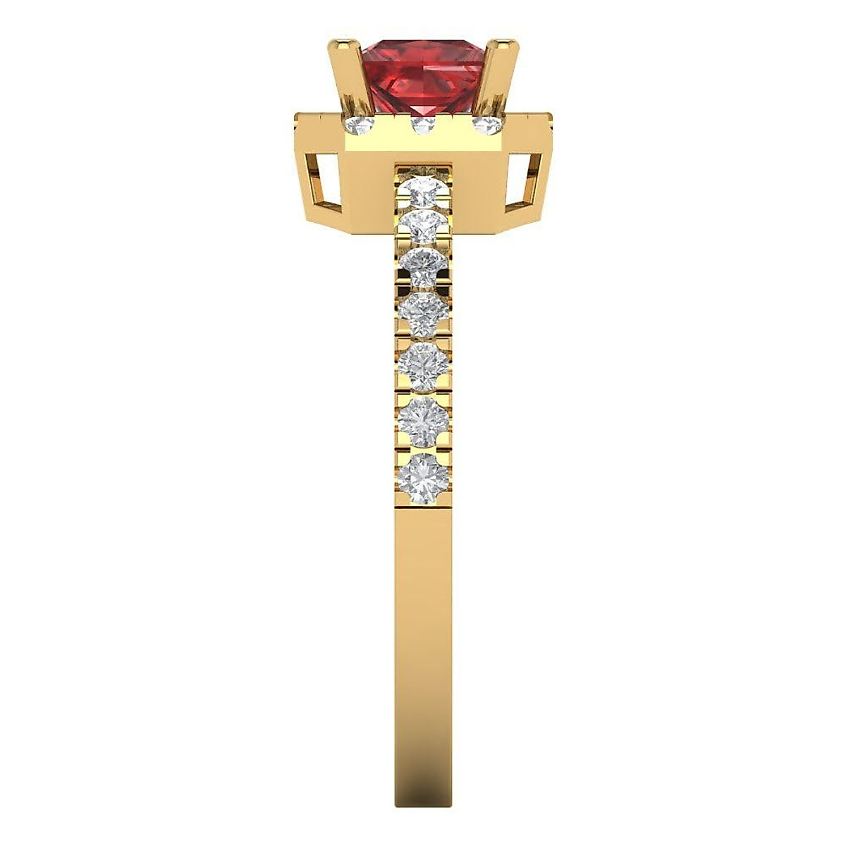 Clara Pucci 1.40 ct Princess Cut Solitaire Natural Garnet Designer Anniversary Bridal Engagement Ring 14k Yellow Gold