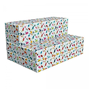 Ambesonne Autumn Foldable Mattress, Colorful Various Leaf Types, 74.8" x 39.4", Pale Blue Multicolor