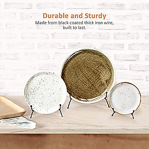 Mocoosy 6 Pack 3 Size Upgraded Anti-Slip Plate Stands for Display, 4 6 8 Inch Photo Holder Display Stand Set, Black Metal Iron Wire Frame Stand Easel for Pictures, Decorative Platter, Book and Arts