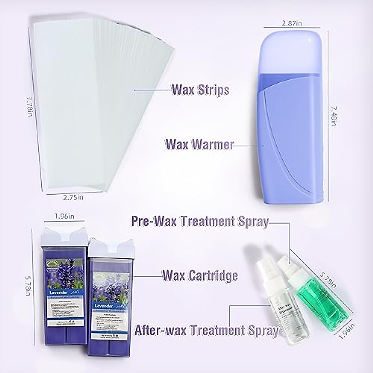 Roll On Wax, Waxing Kit Roll On, Roll On Wax Kit, Waxing kit for Women Hair Removal, Beth lee Soft Lavender Wax Roller Cartridge Refill & 100 pcs Wax Strips Wax Kit for Roll On Wax Warmer Suitable for Arms,Legs