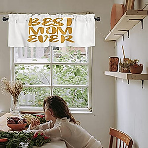 Funnywall88 Curtain Valance for Kitchen,Gold Best Mom Ever White Background Window Treatment Valance Curtains Rod Pocket Valances for Living Room,Dining Room,Bedroom,Kitchen Valance 42"x18"