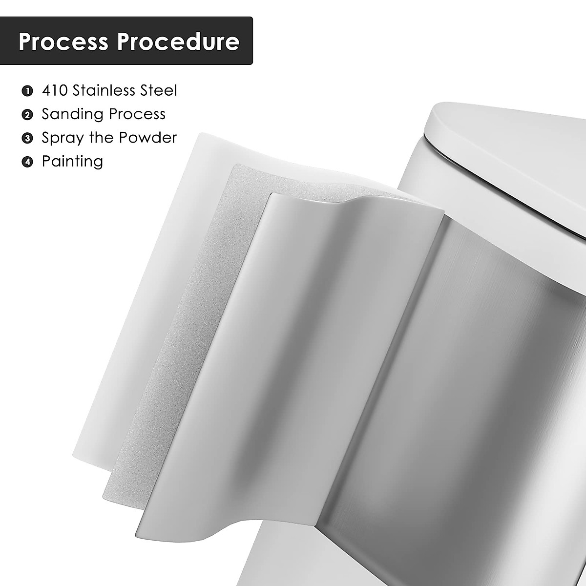 FINETONES Trash Can, Stainless Steel Garbage Can with Silent Lid, Durable Pedal & Inner Bucket, Pedal Garbage Bin for Kitchen Inside Outside (50L, White)