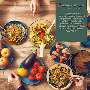 ALWAYS AZUL POTTERY Wild Horses Salad Bowl in Azulscape Glaze - Handmade Ceramic Pottery Bowl - Handcrafted Polished Stoneware - Unique & Stylish Glazed Bowl, Great for Soup, Salad, Cereal and More