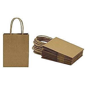 Creative Hobbies Small Kraft Paper Gift Handle Bags - Weddings, Favors, Goody Bags - Wholesale Pack of 25 Bags