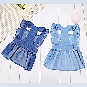 Dog Dress Puppy Luxury Skirt Dog Clothes Princess Dresses Wedding Evening Dress Tutu Skirt Denim Skirt for Small Dog Girl Light Blue XS