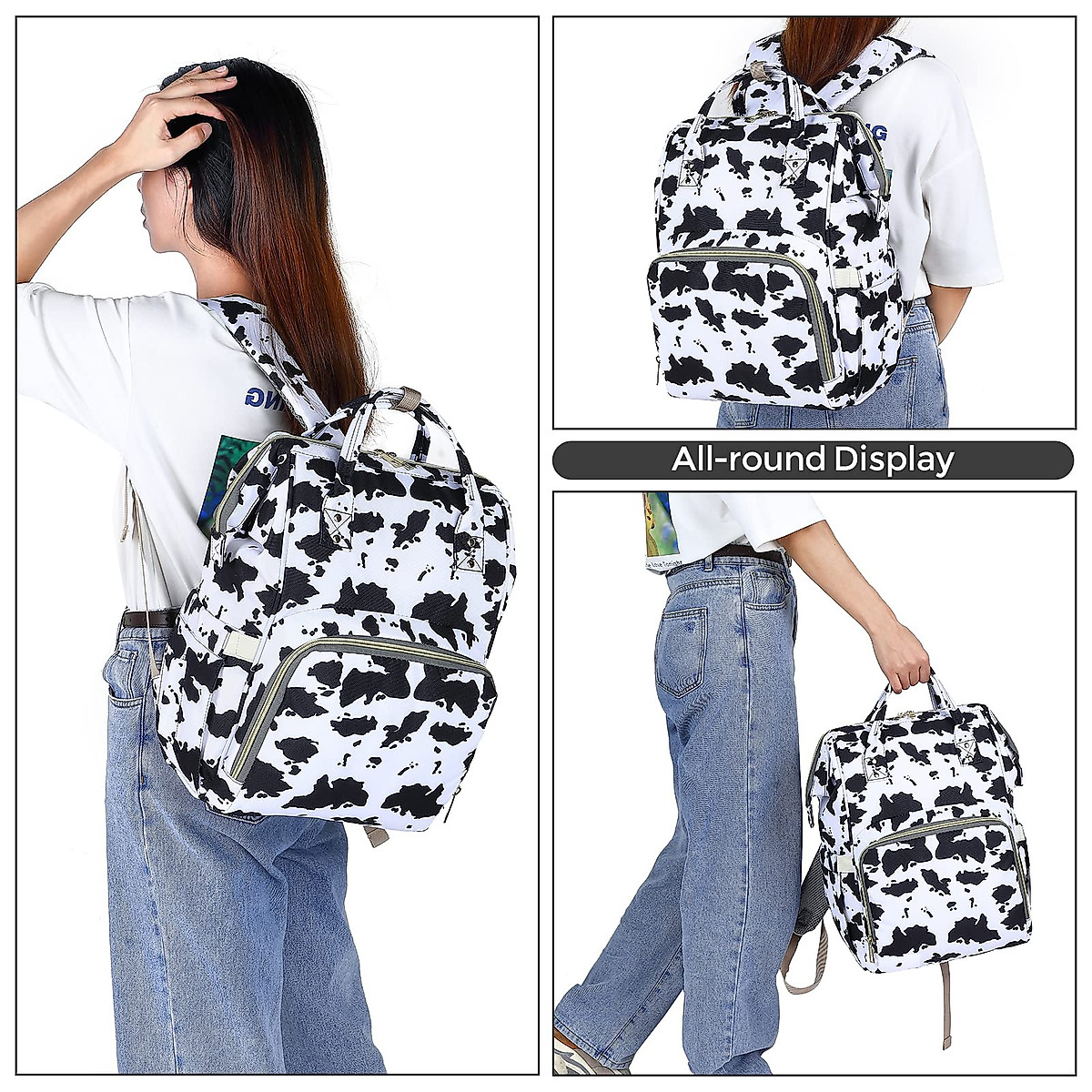 NaOHshp Diaper Bag Backpack for Mom Dad, Maternity Changing Bag Diaper Backpack with Stroller Straps