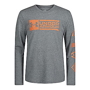 Under Armour Boys Outdoor Long Sleeve Tee, Stylish Crew Neckline, Cute Full Fit T Shirt, Pitch Gray Graphic, Large US