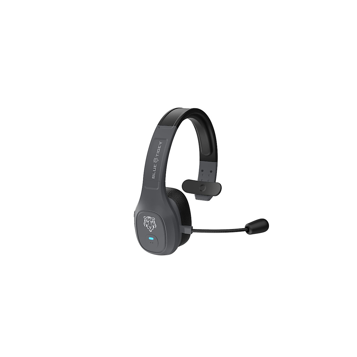 Blue Tiger Storm Gray - Premium Trucker Bluetooth Headset - Wireless Noise Canceling Mono Headset with Mic - High-Fidelity Sound, 30-Hour Talk Time, USB-C Charging - for Truck Drivers, Bluetooth 5.0