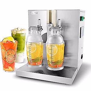 Moonshan Automatic Milk Tea Shaker Machine 360° for Bubble Tea Boba Tea Electric Milk Tea Shaking Machine Juice Coffee Milk Wine Cocktail Double Cup 350ml-750ml with PC Cups