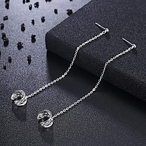 SLUYNZ 925 Sterling Silver Cuff Earrings Chain Studs for Women Cartilage Earrings Crawler Earrings Wrap (Style 2)