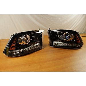 Mopar Pair Of Dodge Ram 1500 2500 3500 Black Projector Headlights OEM