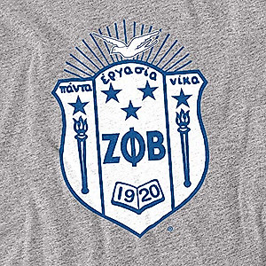 Zeta Phi Beta Sorority Official Distressed Primary Unisex Adult T-Shirt, Athletic Heather, Large