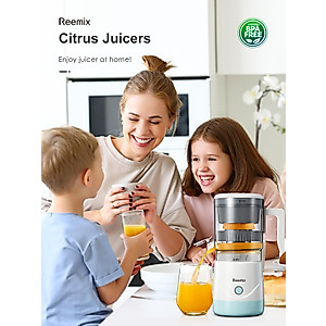 Electric Citrus Juicer, Reemix Full-Automatic Orange Juicer Squeezer for Orange, Lemon, Grapefruit, Citrus Juicer with Cleaning Brush, Easy to Clean and Use (White)