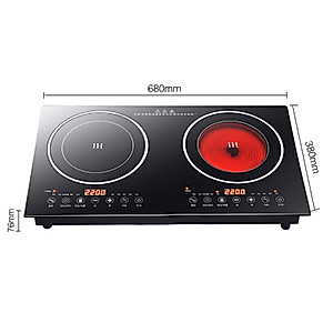 1200W+1400W Double Induction Cooktop, Portable Electric Induction Cooker and Ceramic-Cooker, Commercial Induction Cooktop, Hot Plate Countertop Burner, Electric Hot Plate with Sensor Touch