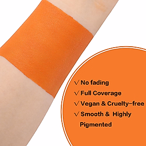 BADCOLOR Orange Face Body Paint Stick, Cream Blendable Eye Black Full Body Paint Makeup for Halloween SFX Makeup Cosplay Joker Zombie Vampire Costume Parties