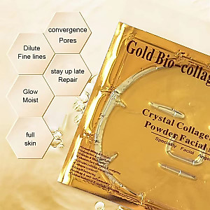ObiPosay Collagen Facial Masks (10-Pc) - Vegan Gold Facial Mask - Anti Aging,Puffiness, Moisturizing, Deep Tissue Rejuvenation and Hydrates Skin